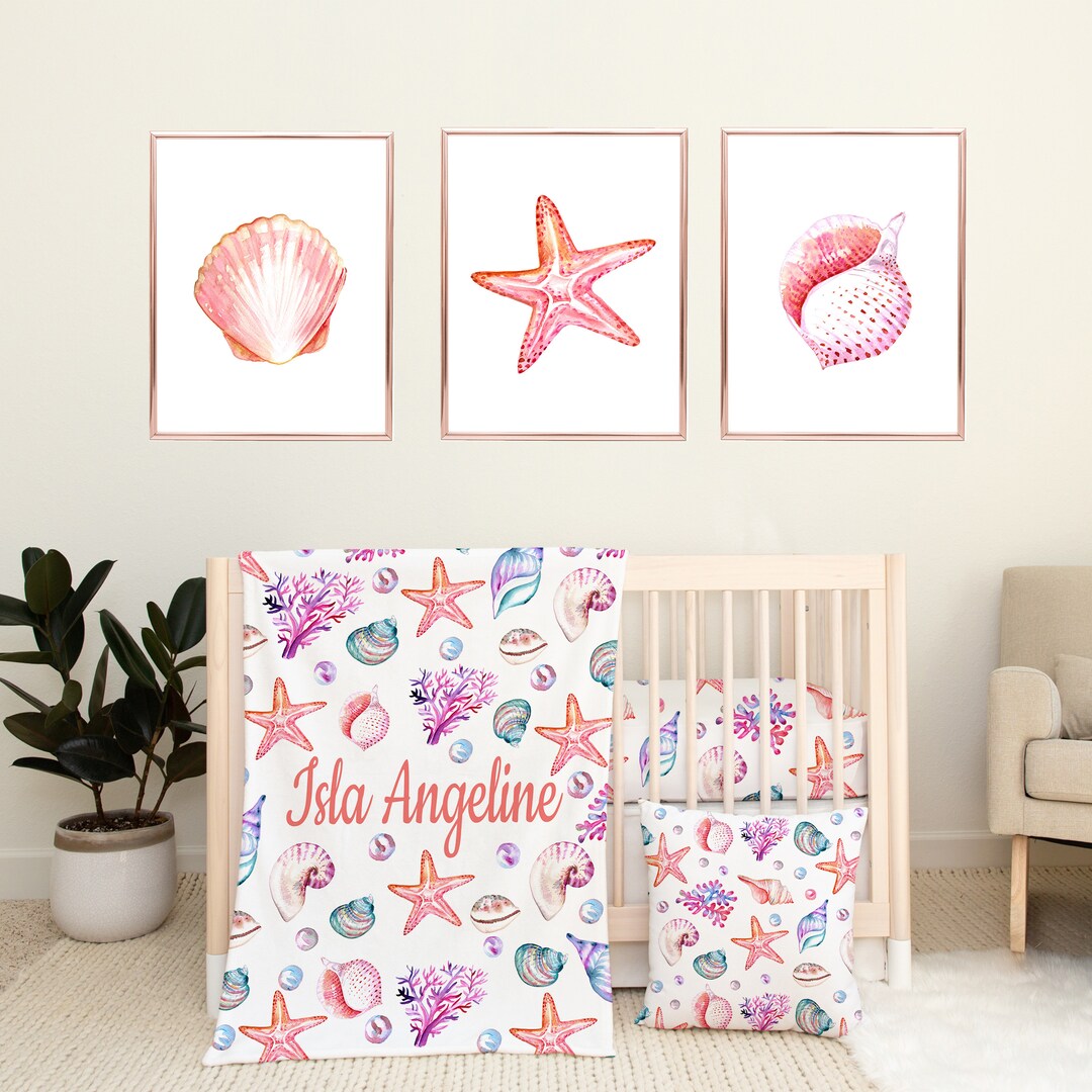 Seashells Nursery Bedding Set, Under the Sea Ocean Beach Star Fish ...