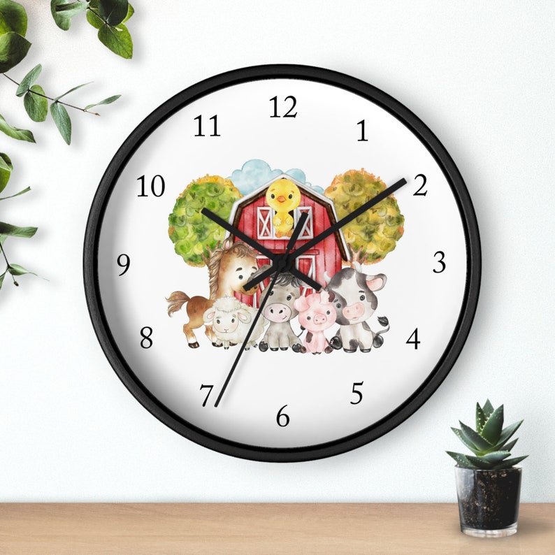 Farm Animals Nursery Wall Clock Cow Pig Horse Chicken Sheep - Etsy