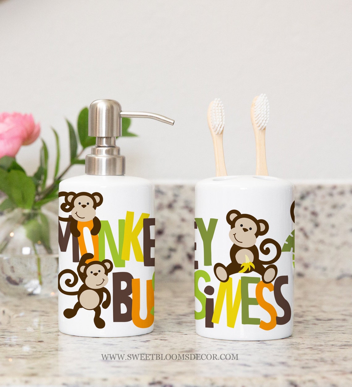 Monkeys Shower Curtain Bath Kids Bathroom Girl Boy Monkey - Etsy