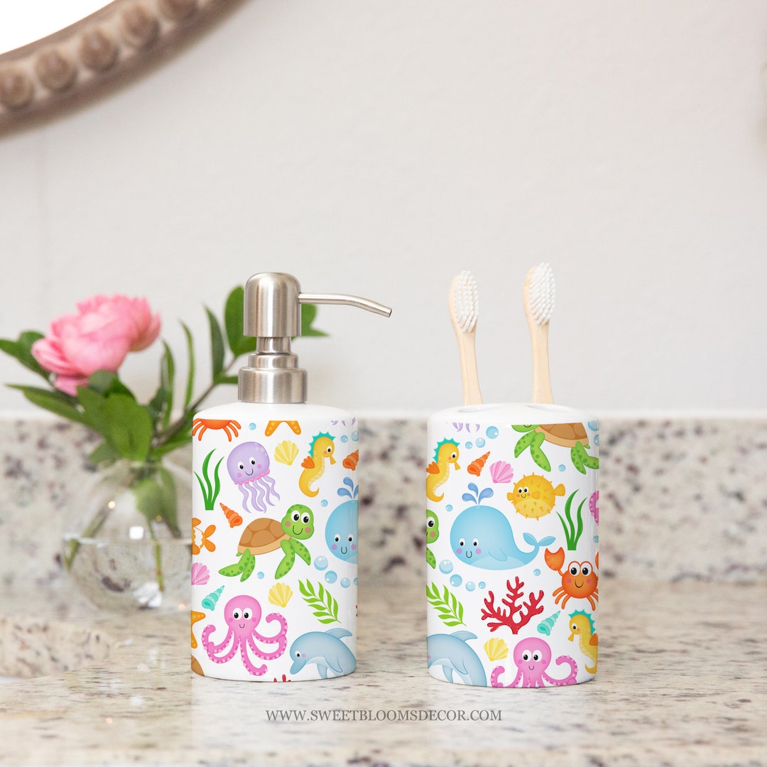 Sea Animals Under the Sea Turtles Toothbrush Holder and Soap Dispenser ...