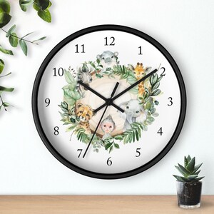 Safari Animals Nursery Wall Clock, Jungle Animals Girl Boy Bedroom ...