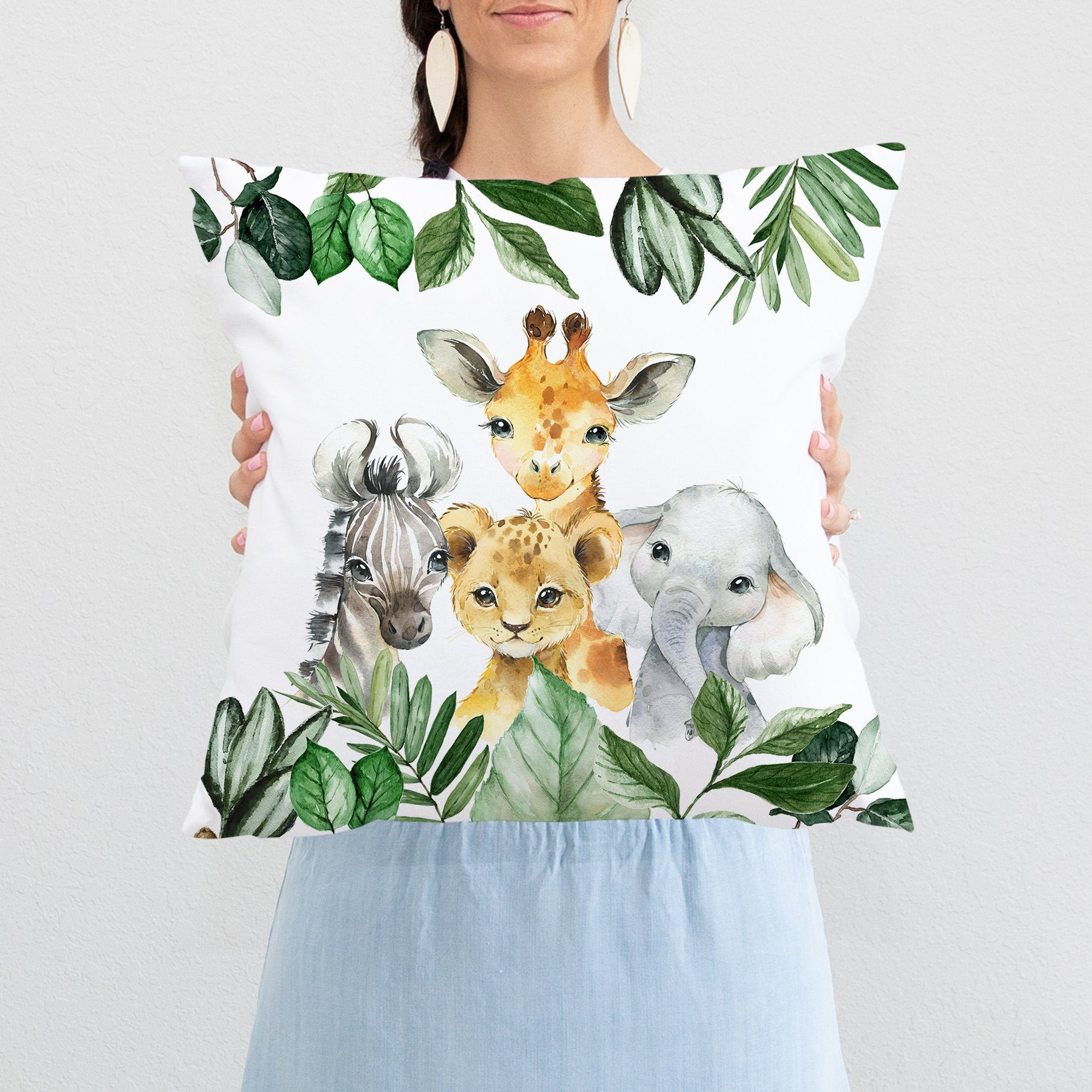 Safari Animals Baby Boy Nursery Bedding Set Leaves Jungle:fitted Sheet ...