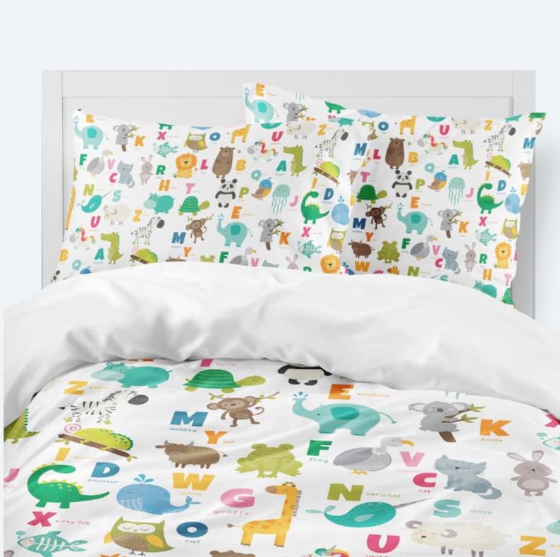 Animals Alphabet Kids Comforter Bedding Set Animals Jungle - Etsy