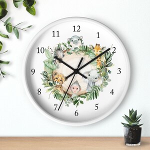 Safari Animals Nursery Wall Clock, Jungle Animals Girl Boy Bedroom ...