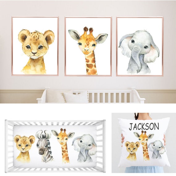 Safari Animals Nursery Decor Boy Girl Neutral Gift Set Lion | Etsy