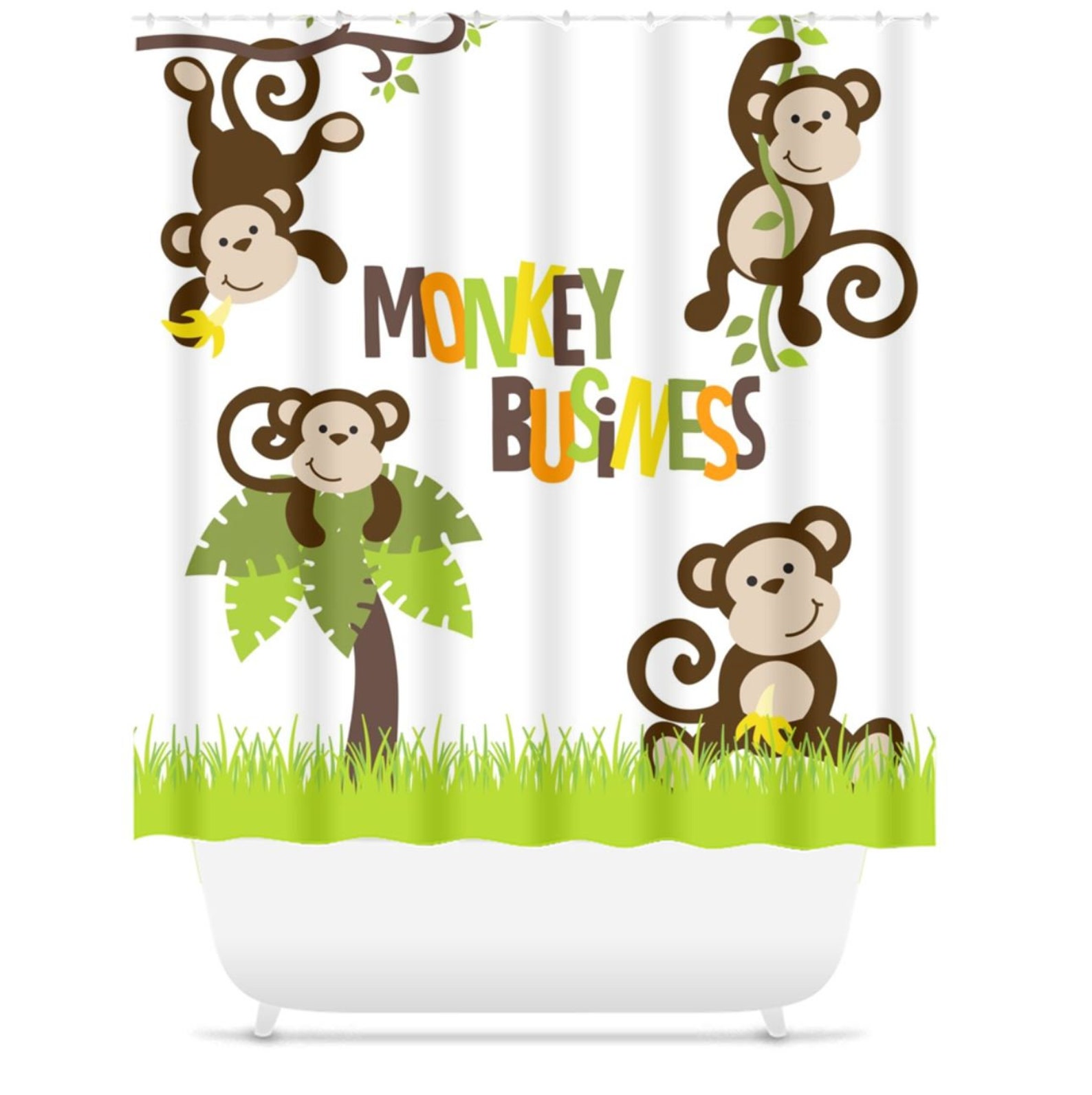 Monkeys Shower Curtain Bath Kids Bathroom Girl Boy Monkey - Etsy