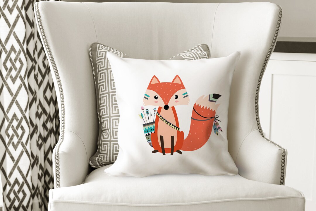 Fox Throw Pillow Tribal Fox Pillow Woodland Bedroom Decor Fox Nursery ...