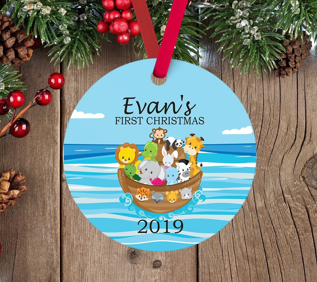 Noah's Ark Christmas Ornament Animals Noah's Arc Personalized Baby Boy ...