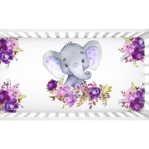 Elephant Purple Watercolor Floral Baby Girl Nursery Decor Collection ...