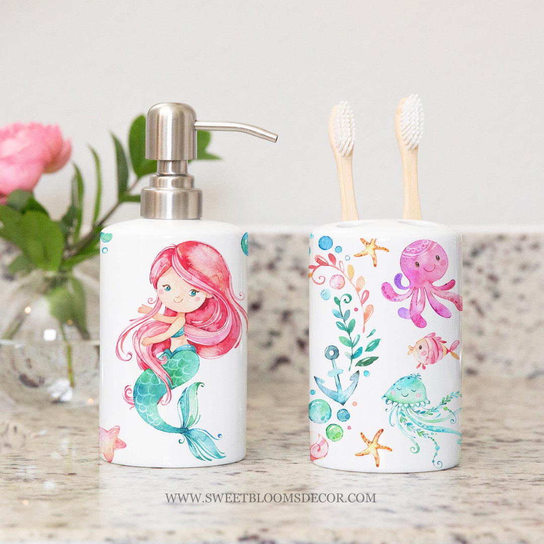Sea Animals Mermaid Under the Sea Turtles Toothbrush Holder and Soap ...