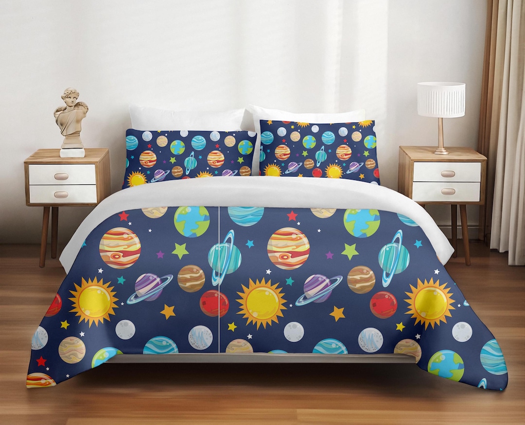 Solar System Planets Kids Comforter Set, Outer Space Kids Bedding Set ...