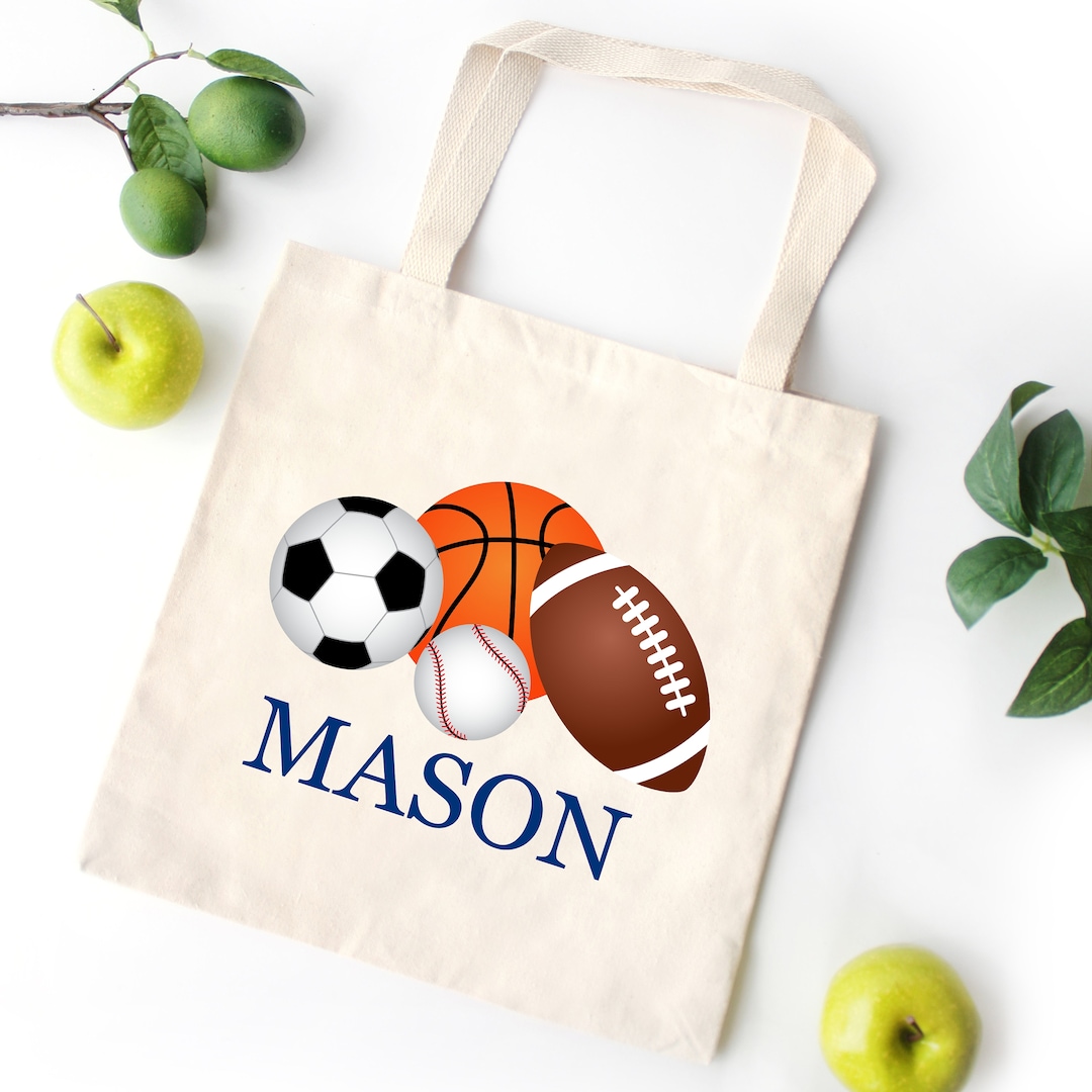 Sports Tote Bag Soccer Basketball Baseball Personalized Kids Custom ...