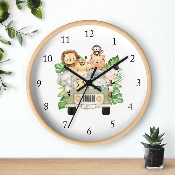 Safari Animals Nursery Wall Clock Jungle Animals Truck Girl | Etsy