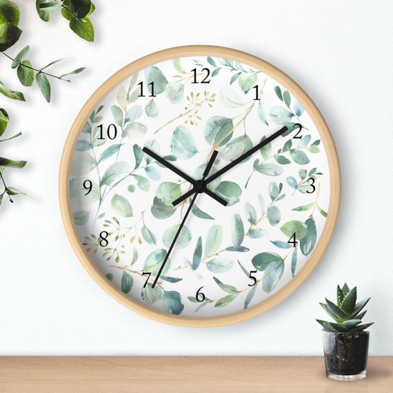 Eucalyptus Greenery Leaves Wall Clock Baby Girl Baby Boy | Etsy
