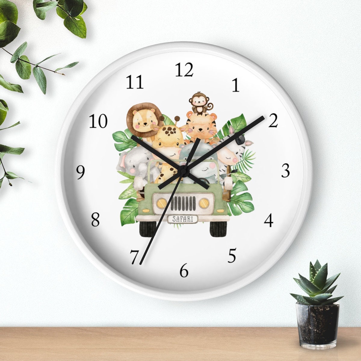 Safari Animals Nursery Wall Clock, Jungle Animals Truck Girl Boy ...