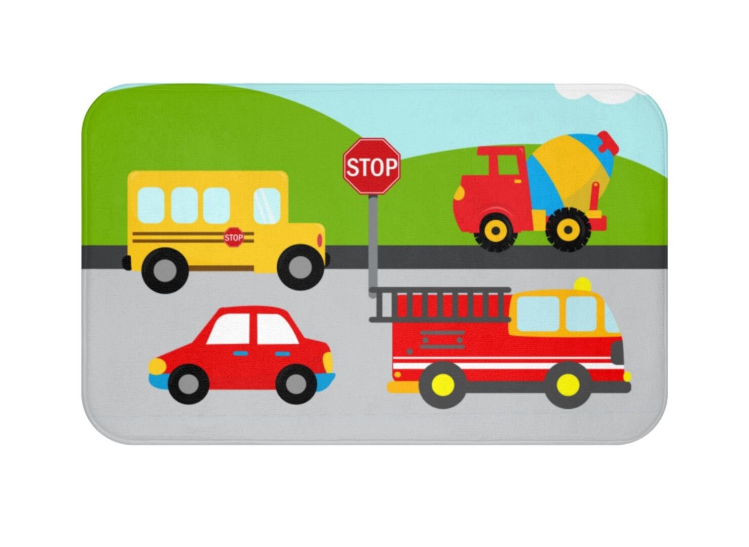 Transportation Shower Curtain Bath Mat Kids Bathroom Girl Boy | Etsy