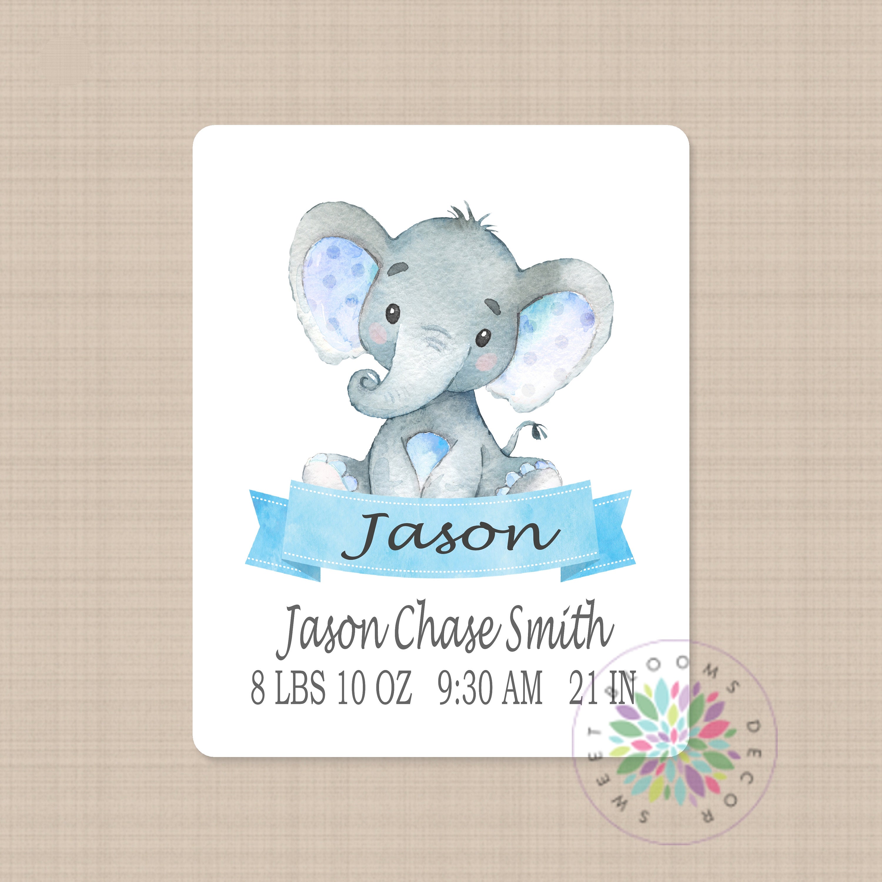 Elephant Baby Boy Name Blanket Watercolor Newborn Baby Boy | Etsy