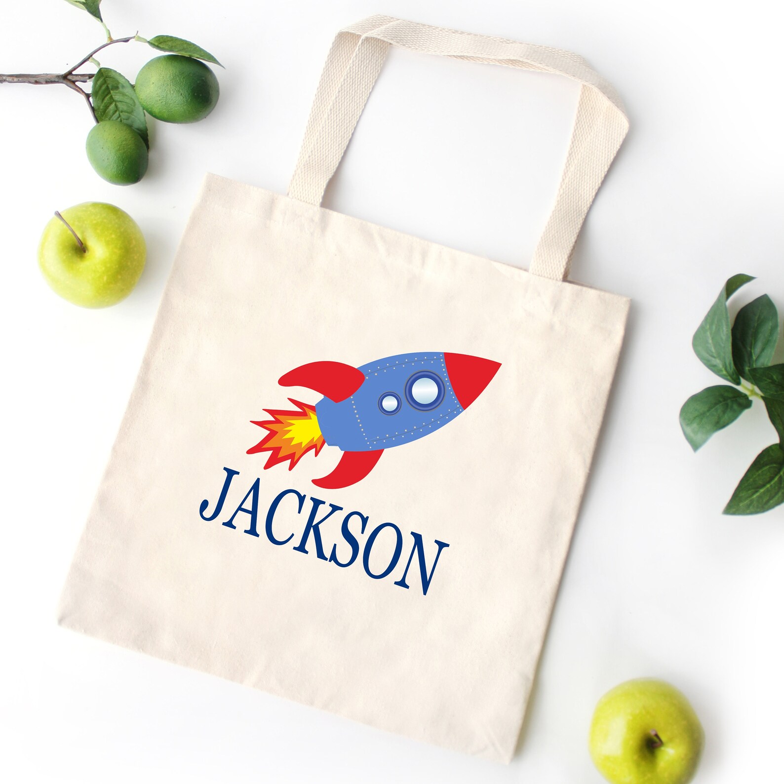 Rocket Space Tote Bag Personalized Kids Canvas School Bag - Etsy