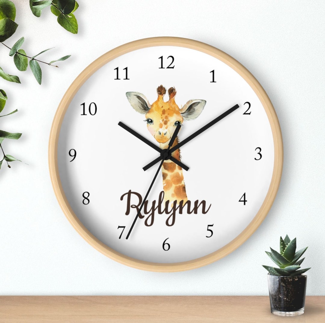 Giraffe Wall Clock, Nursery Wall Clock, Girl Boy Bedroom Decor, Safari ...
