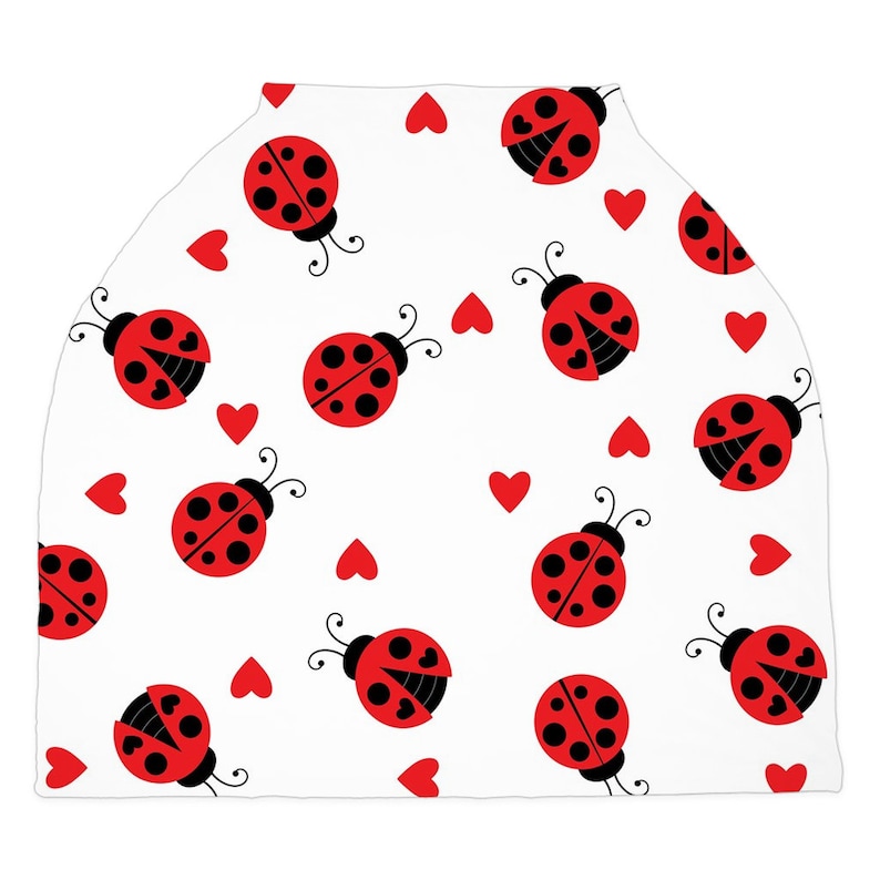 Ladybug Baby Cover Canopy Red Black Hearts Girl Baby Shower Gift ...