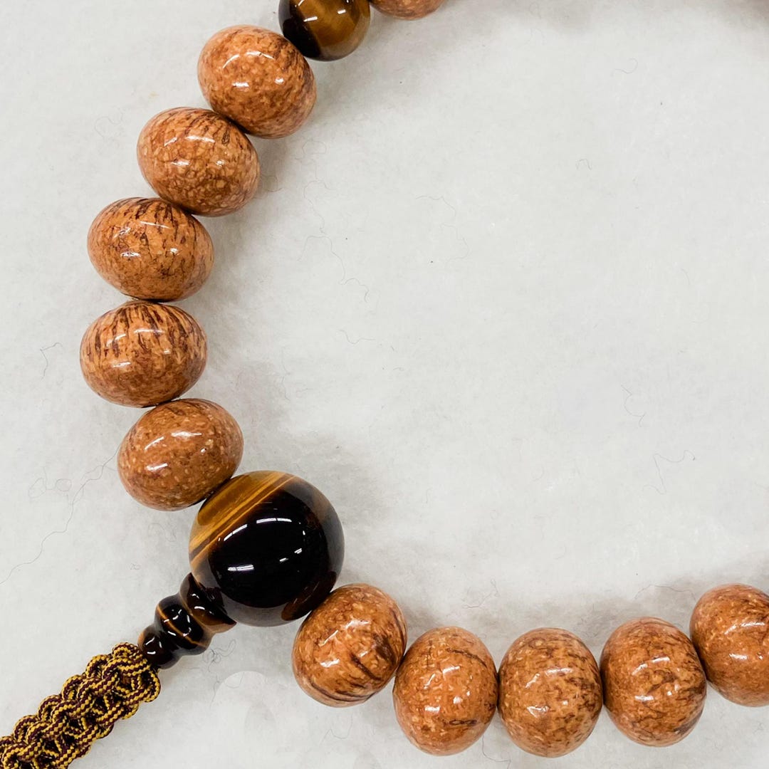 Indian Bodhi Seed Wood&tiger Eye Stone Japan Juzu Meditation Prayer ...