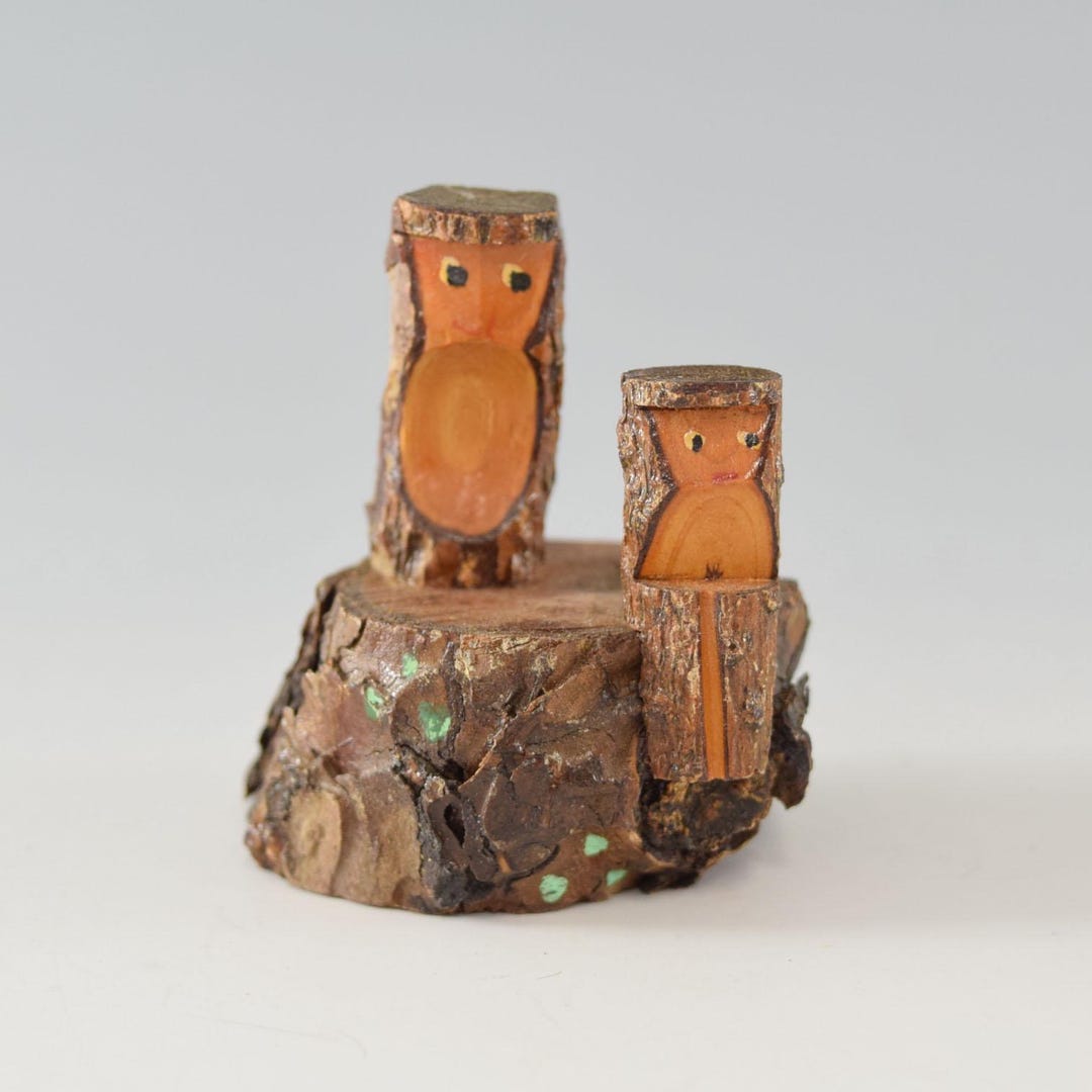 Japanese Traditional Wood Tree Stump With Monkey Ornaments Charms Home ...