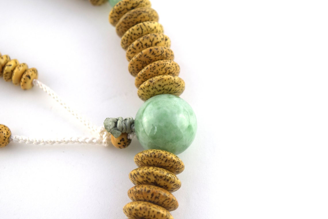 Tendai Sec Bodhi Seed Wood& Jadeite Ohira Juzu Japanese Prayer Mala ...