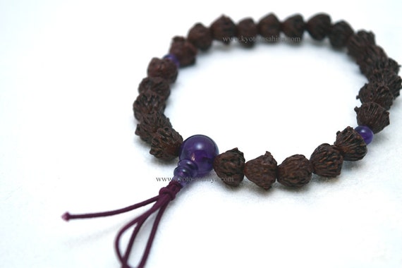 Lotus Bodhi Tree Wood with Amethyst Bracelet Japanese Juzu | Etsy