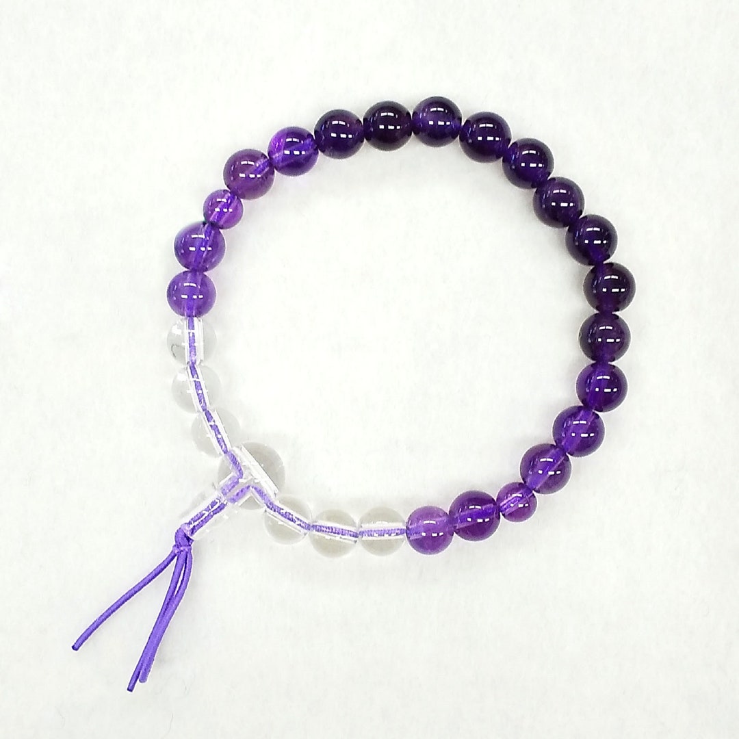 Amethyst Quartz Gradation Japanese Juzu Bracelet for Women Gemstone ...