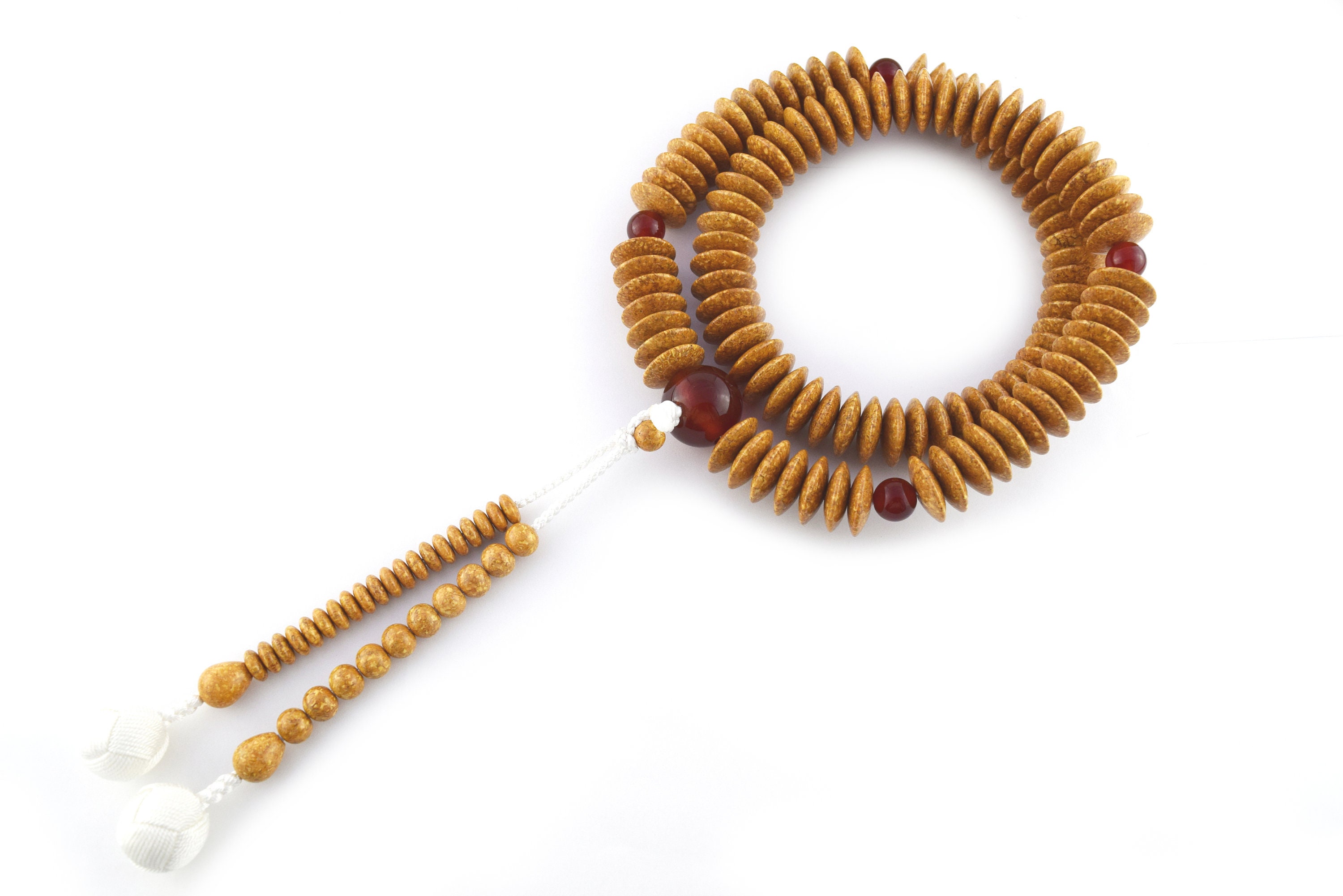 Tendai Sec Bodhi Seed Wood & Red Agate Ohira Juzu Japanese Prayer Mala ...
