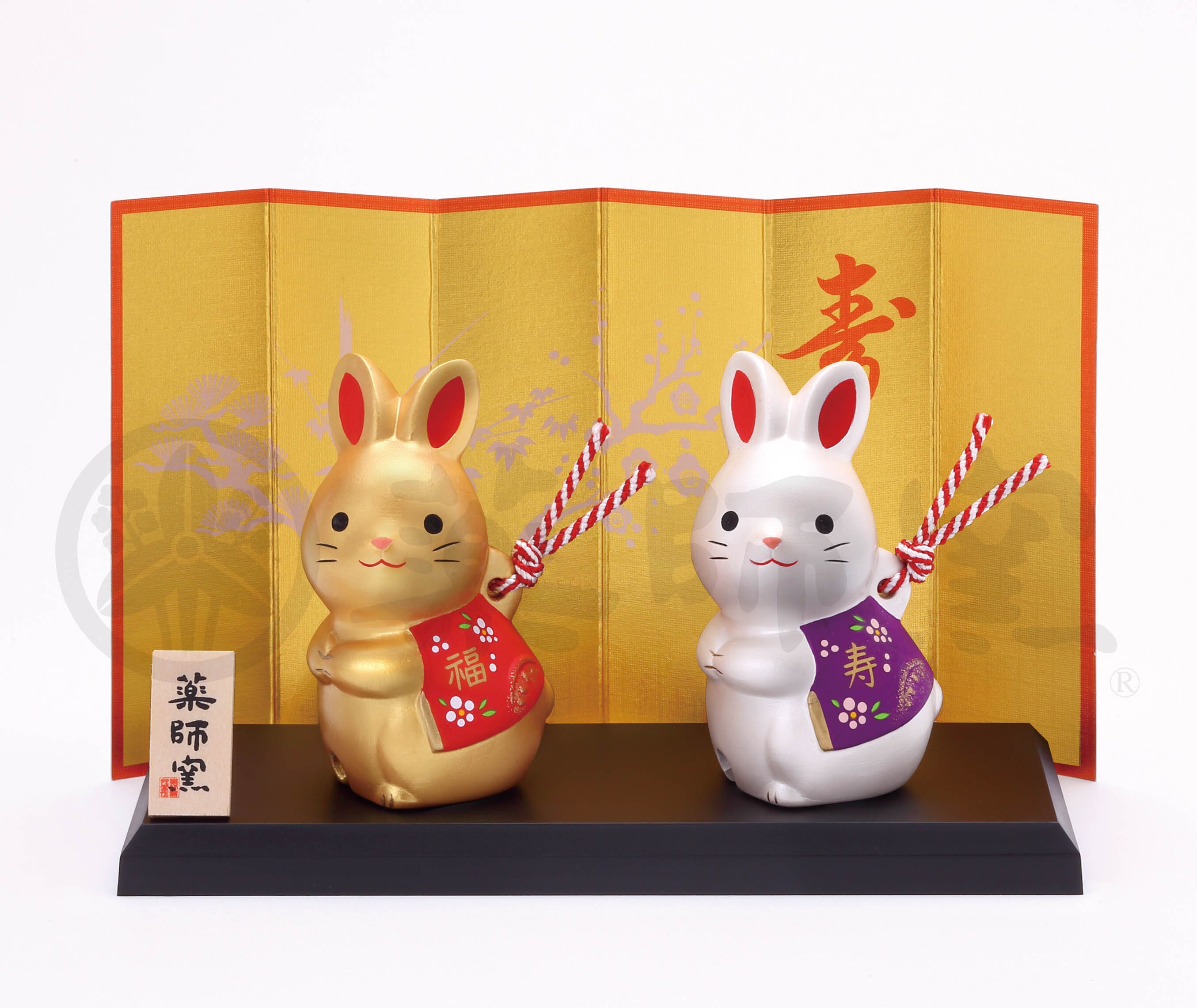 Japanese Traditional Zodiac Double Rabbit Figurine Ceramic - Etsy