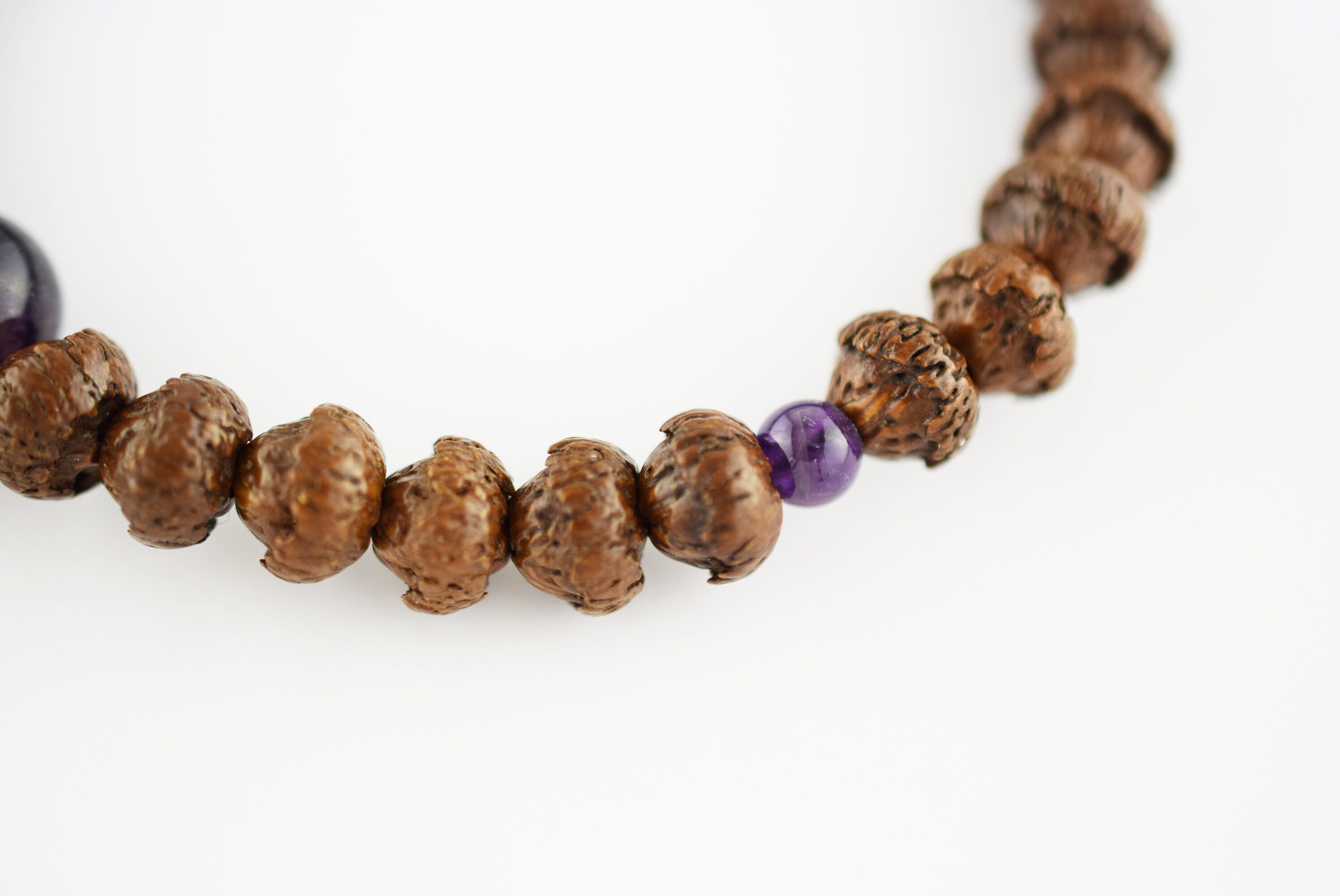 Lotus Bodhi Tree Wood With Amethyst Bracelet Japanese Juzu - Etsy