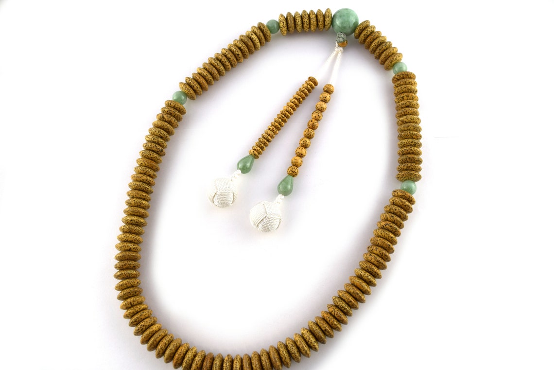 Tendai Sec Bodhi Seed Wood& Jadeite Ohira Juzu Japanese Prayer Mala ...