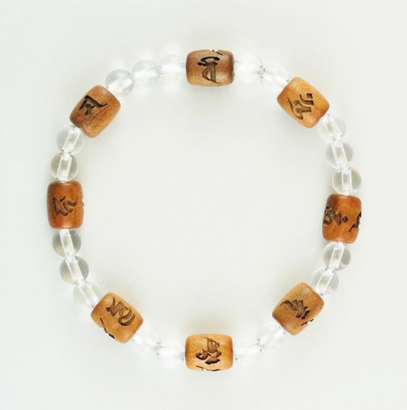 Indian Sandalwood Beads & Crystal Stone Bracelet Juzu Dhyana Zen Kyoto ...