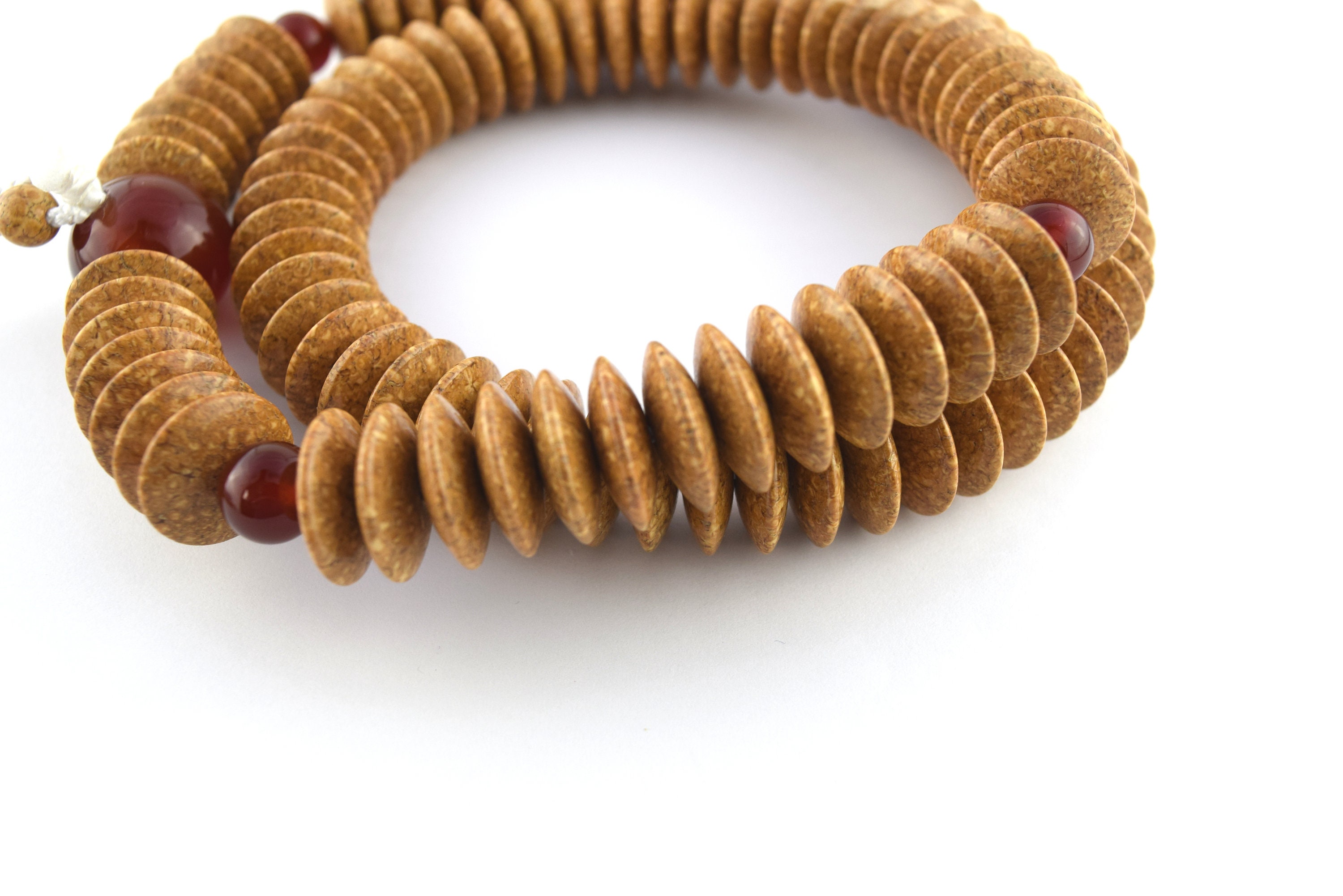 Tendai Sec Bodhi Seed Wood & Red Agate Ohira Juzu Japanese Prayer Mala ...