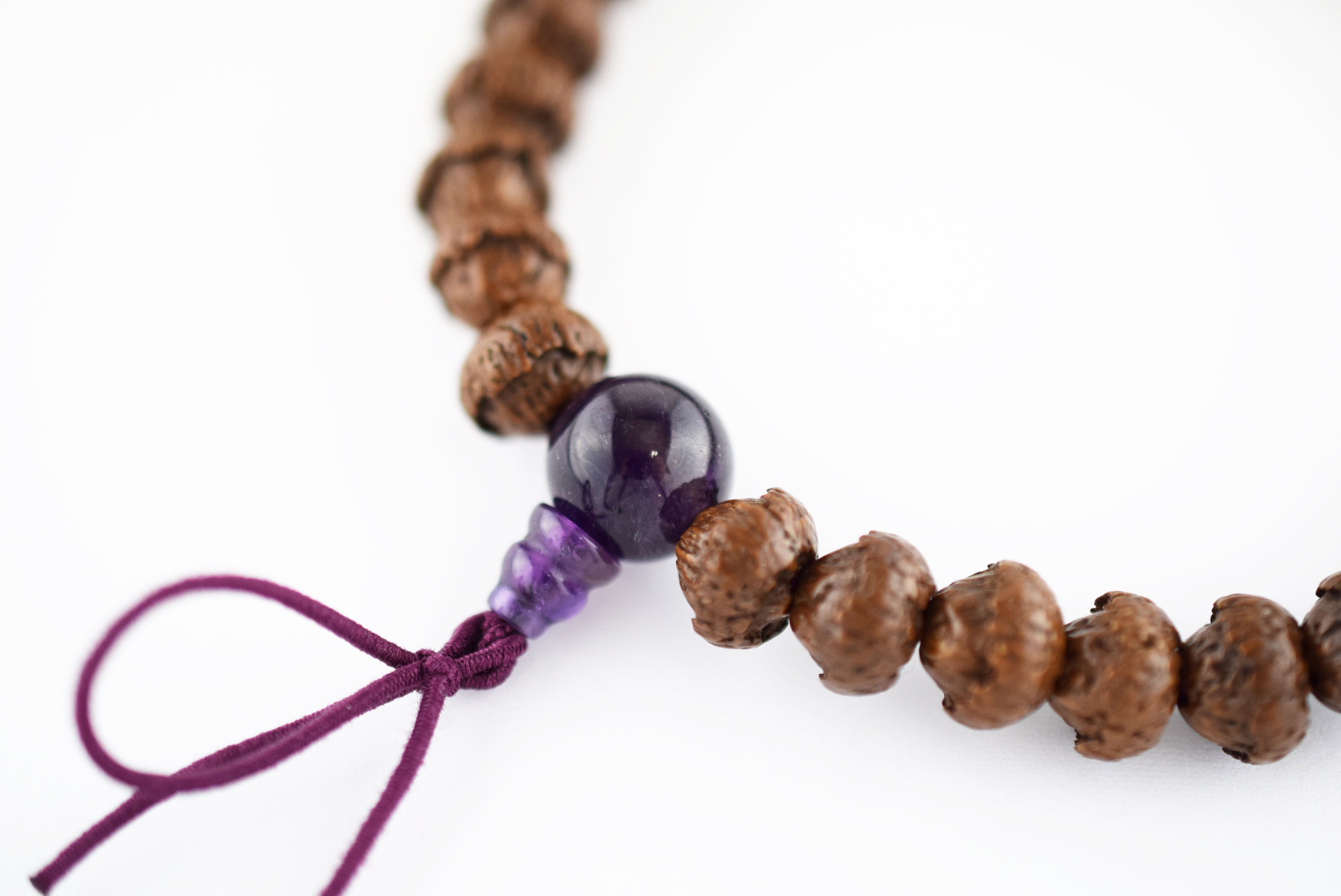 Lotus Bodhi Tree Wood With Amethyst Bracelet Japanese Juzu | Etsy