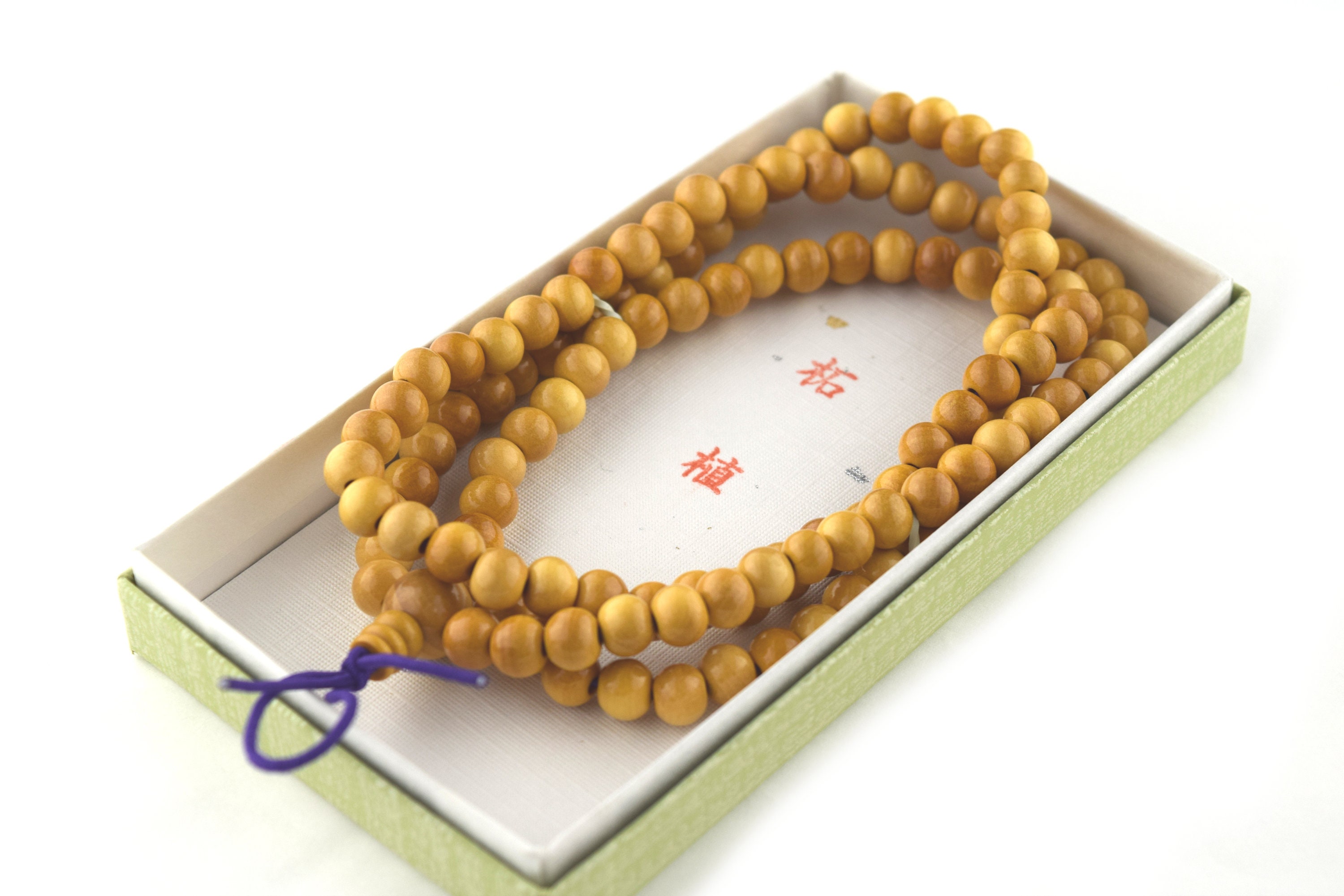 Tsuge Wood 108 Beads Japanese Juzu Bracelet Buddhist Prayer Beads Asian ...