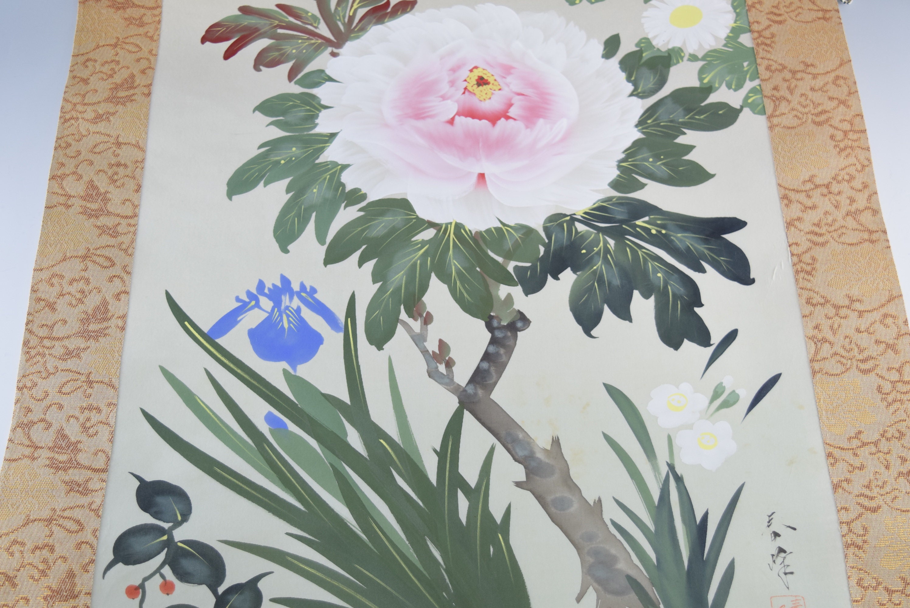Paeonia and Nightingale Japanese Hanging Scroll KAKEJIKU Asia Antique ...