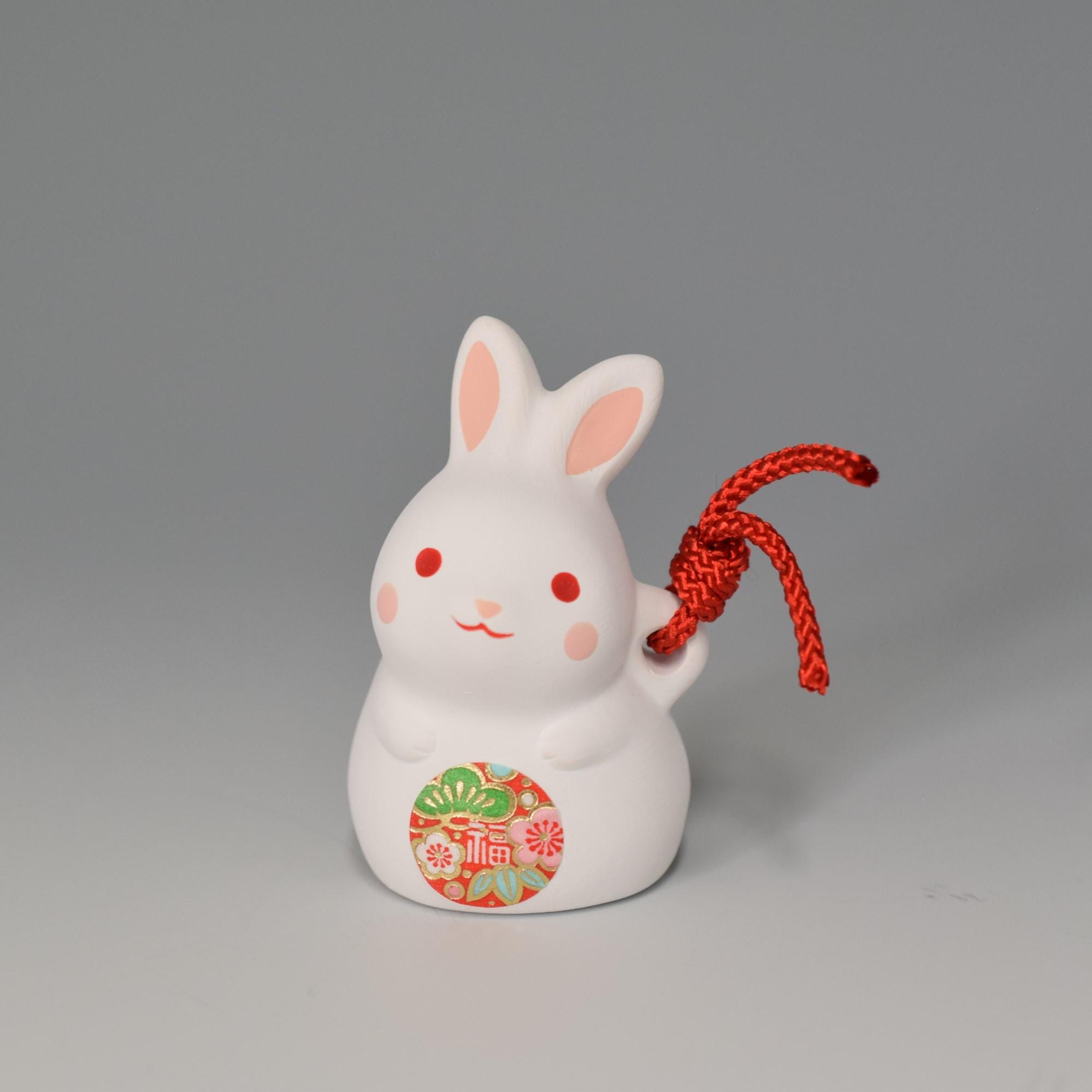 Japanese Traditional Easter Double Rabbit Figurine Ceramic Ornament ...