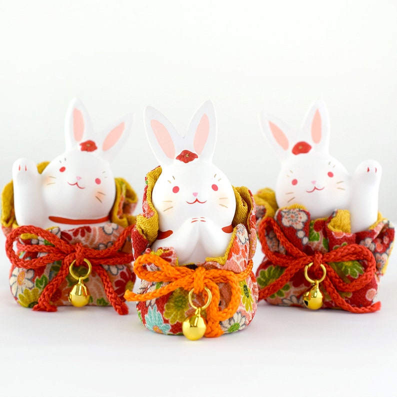 Japan Little Rabbit Figurine Ceramic Ornament Yakushigama Home - Etsy