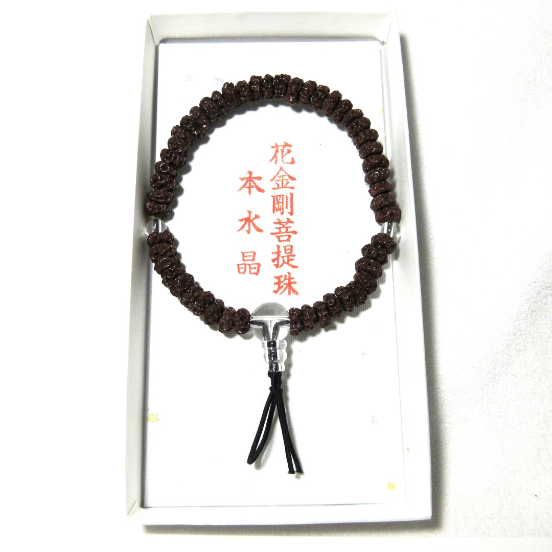 Bodhi Tree Wood & Crystal Stone Bracelet Japanese Juzu Rosary Prayer ...