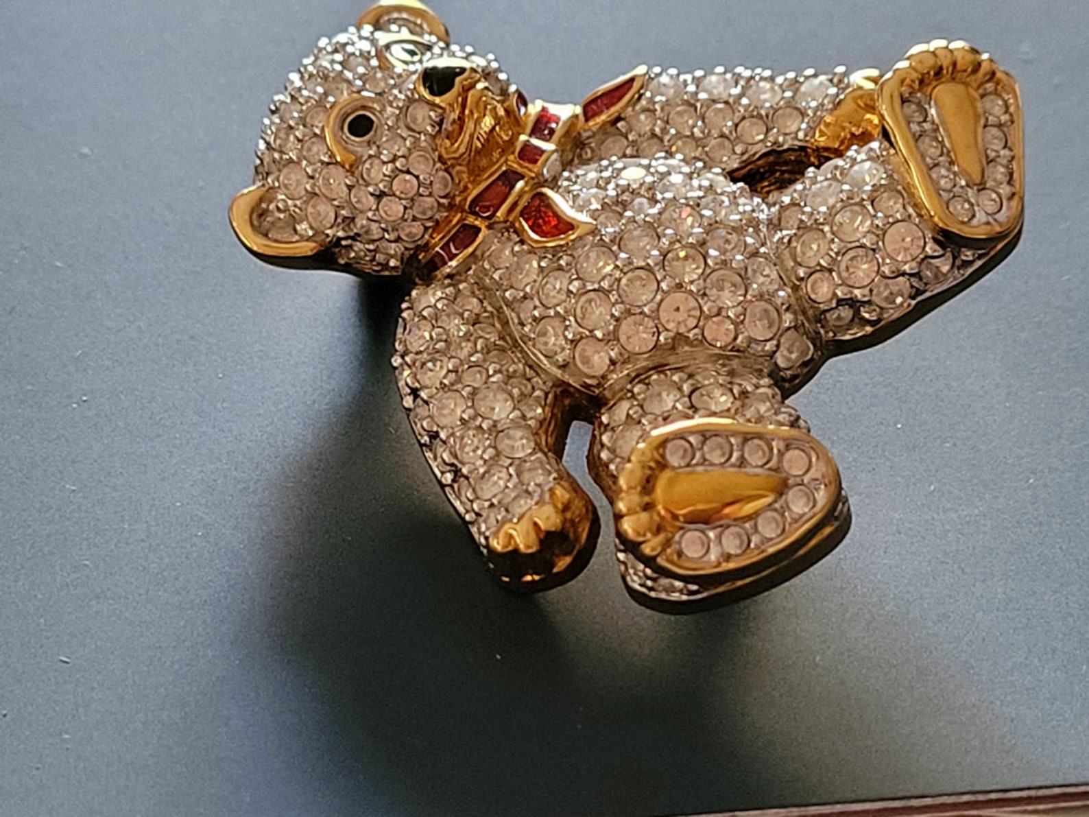 Vintage Swarovski Crystal Teddy Bear large Size Brooch - Etsy