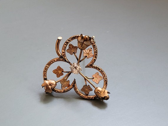 Delicate Antique Three Leaf Clover Victorian Art Nouv… - Gem