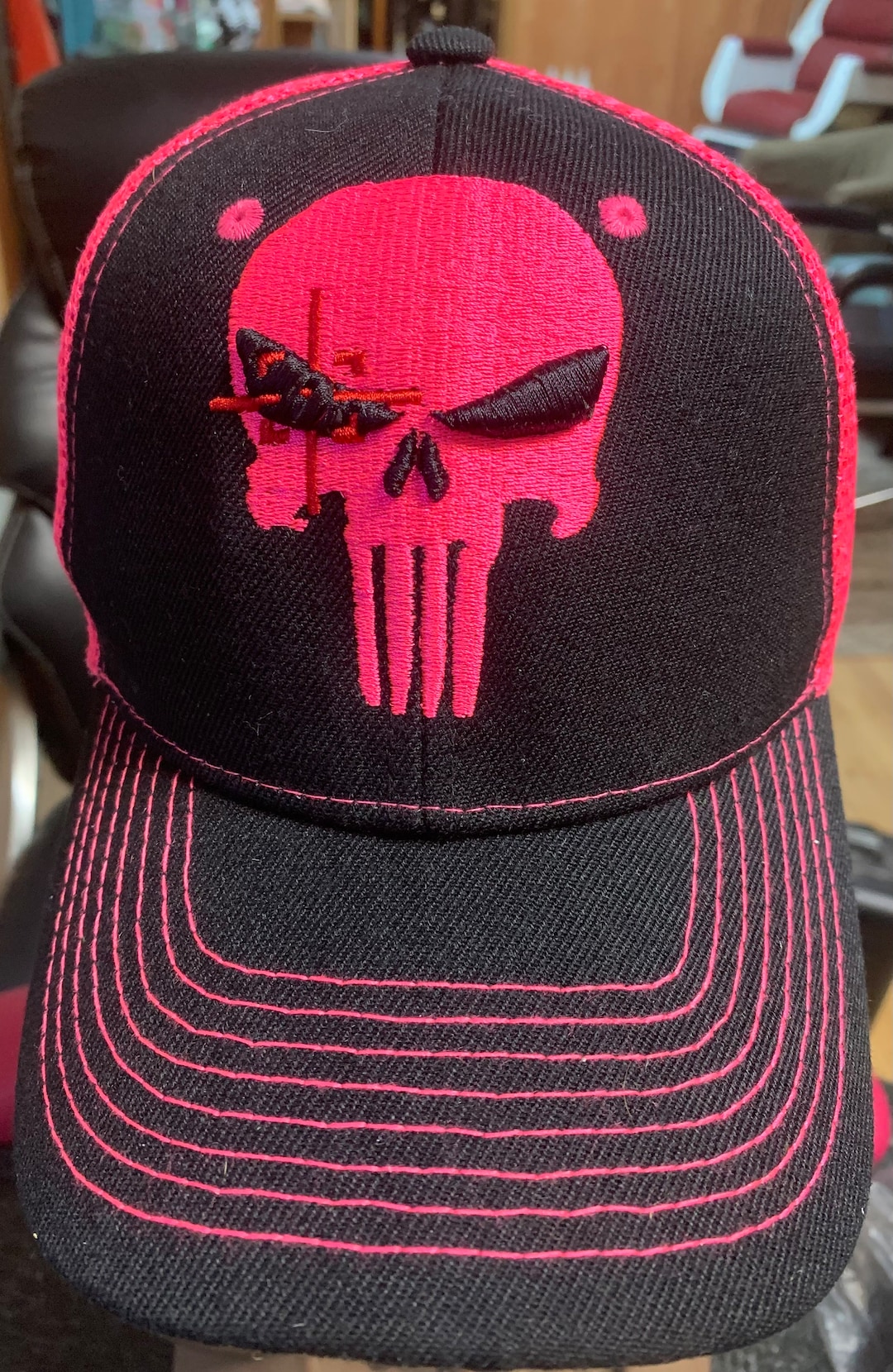 Punisher Cap W/ 3d Chris Kyle Design( Pink/black) - Etsy