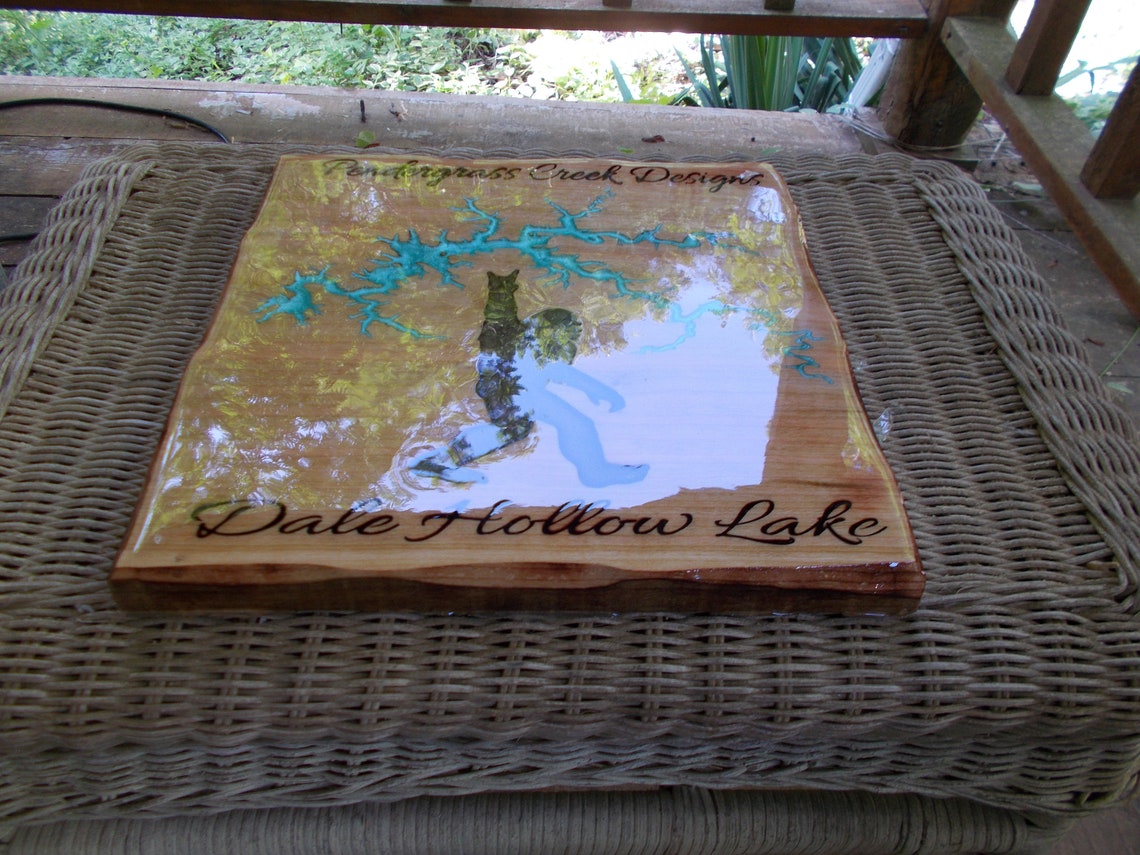 Personalized Carved Lake Maps, Filled With Colored Epoxy and Flood ...