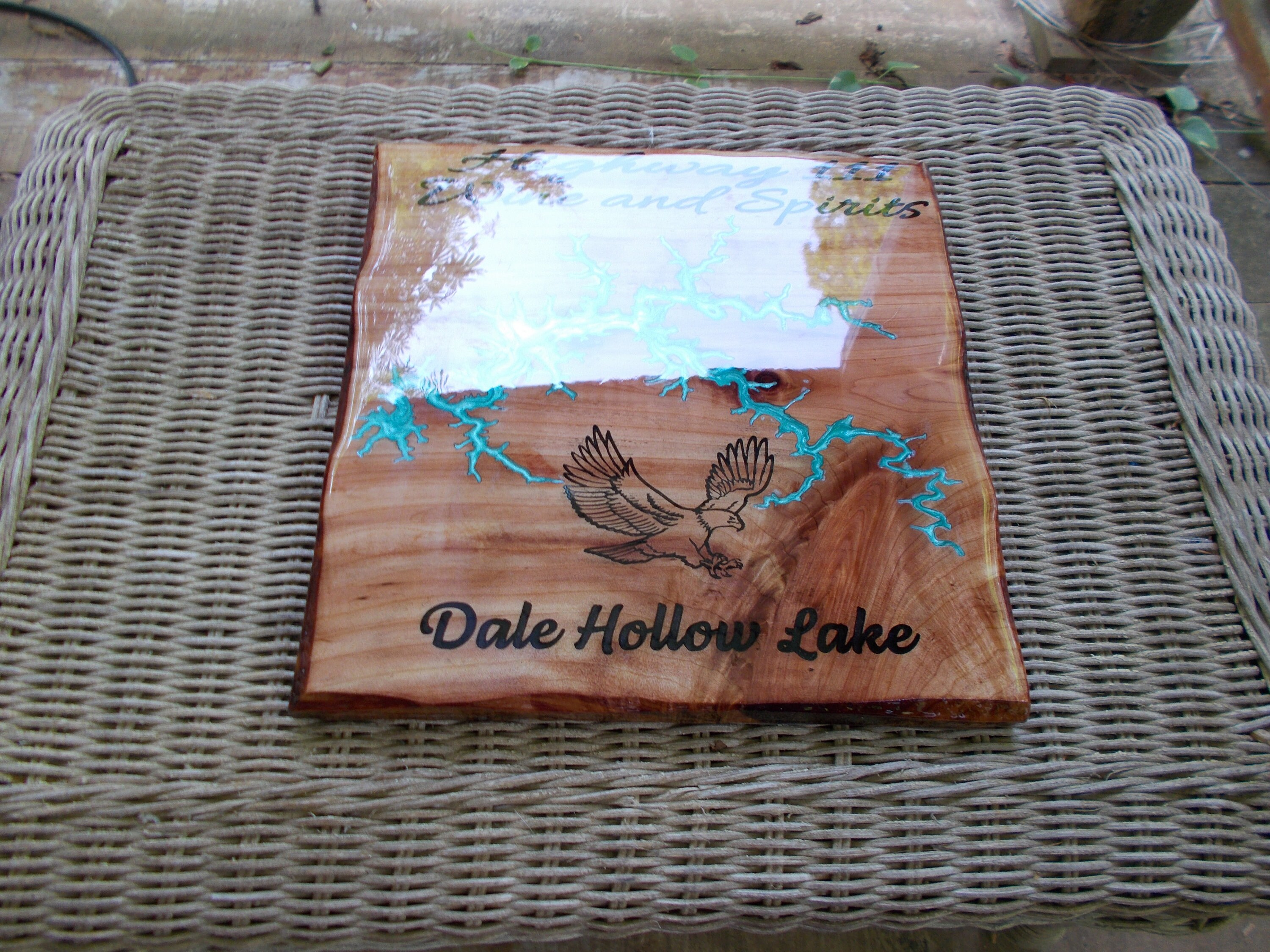 Personalized Carved Lake Maps, Filled With Colored Epoxy and Flood ...