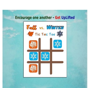 Fall Winter Printable Tic Tac Toe Game Board and Reuseable Game Pieces ...