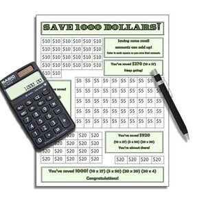 Save 1000- Savings Challenge Plan Printable-visual Teaching Tool to ...