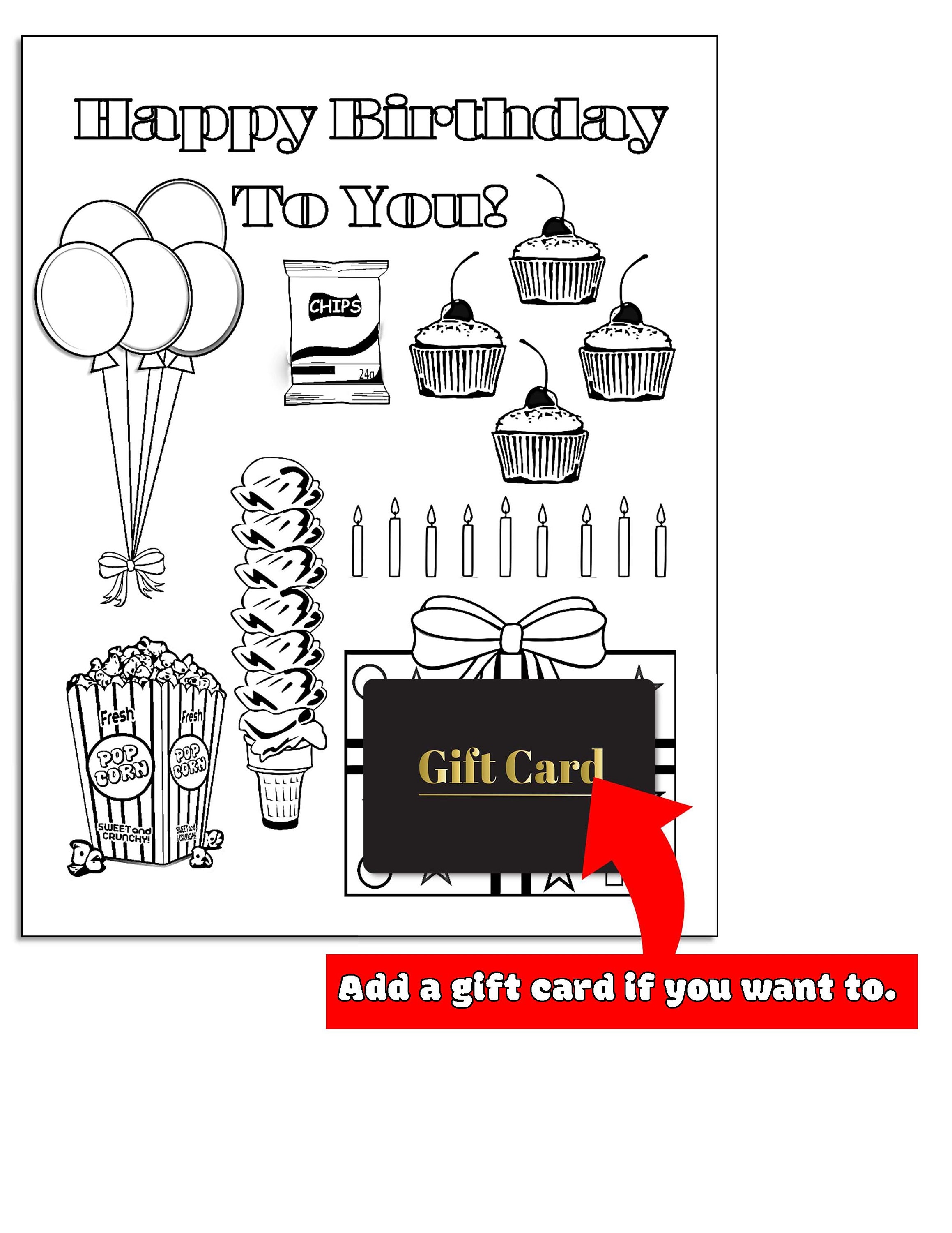 Birthday Coloring Page Printable to Color Yourself or Gift to Someone ...
