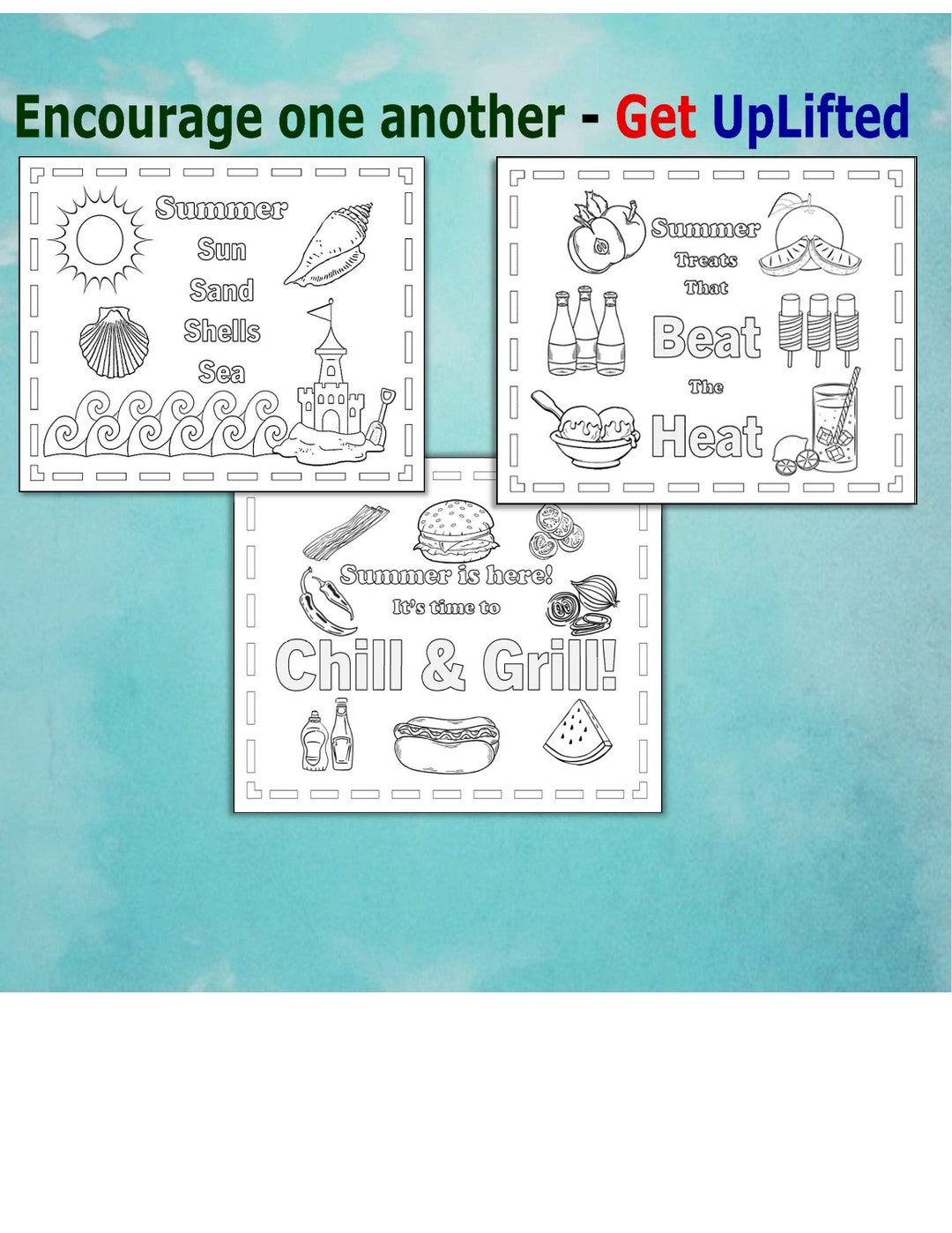 3 Summer Coloring Pages Printables for Kids and Adults for - Etsy